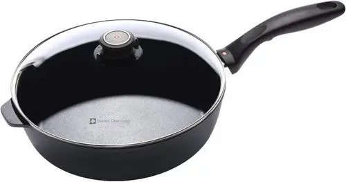 SWISS DIAMOND Hd Nonstick 3.8 Qt Saute Pan With Glass Lid - Black