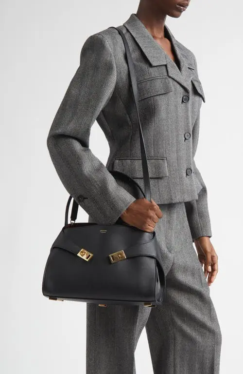 FERRAGAMO Small Hug Leather Satchel - Nero/borgogna