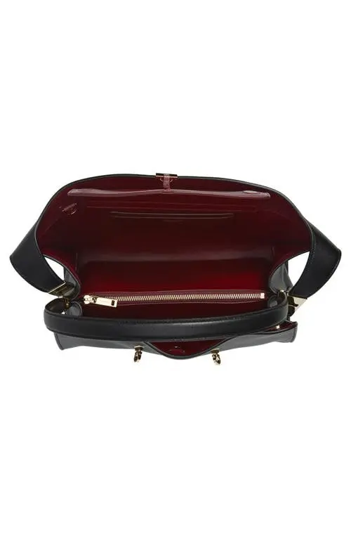 FERRAGAMO Small Hug Leather Satchel - Nero/borgogna