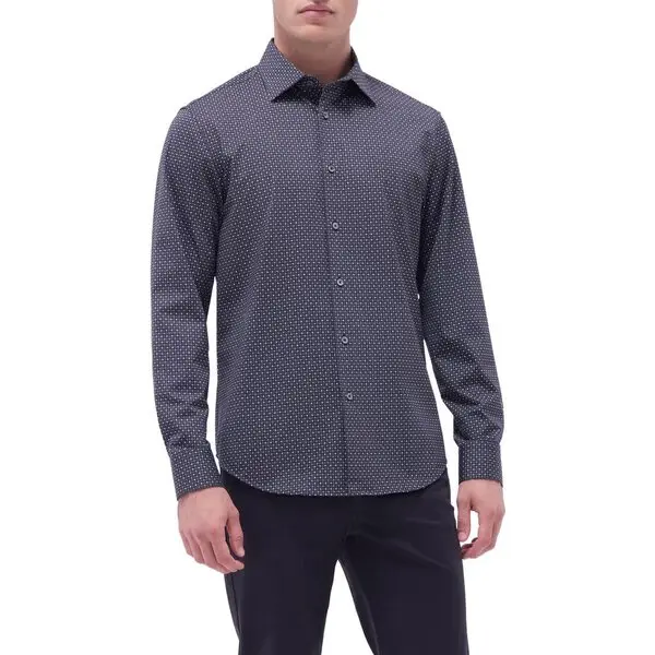 Bugatchi James Ooohcotton® Diamond Check Button-up Shirt - Black