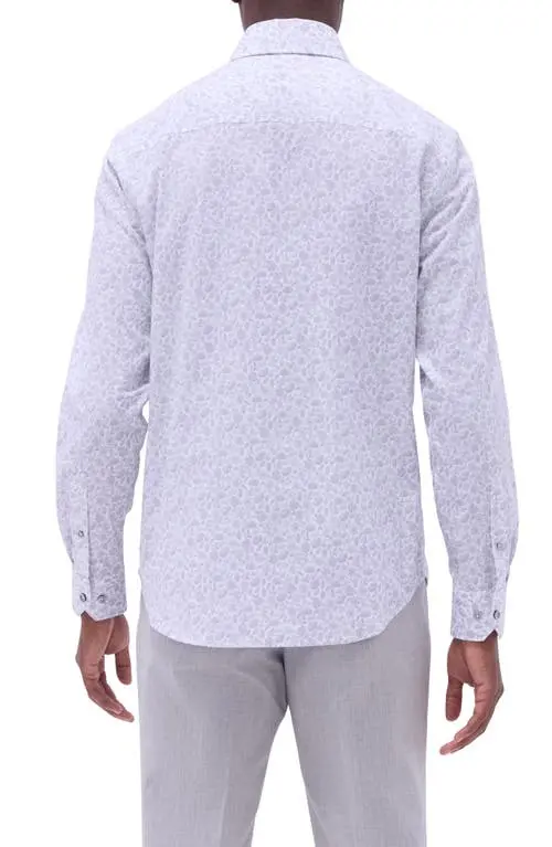 Bugatchi Axel Floral Shaped Fit Button-up Shirt - Platinum