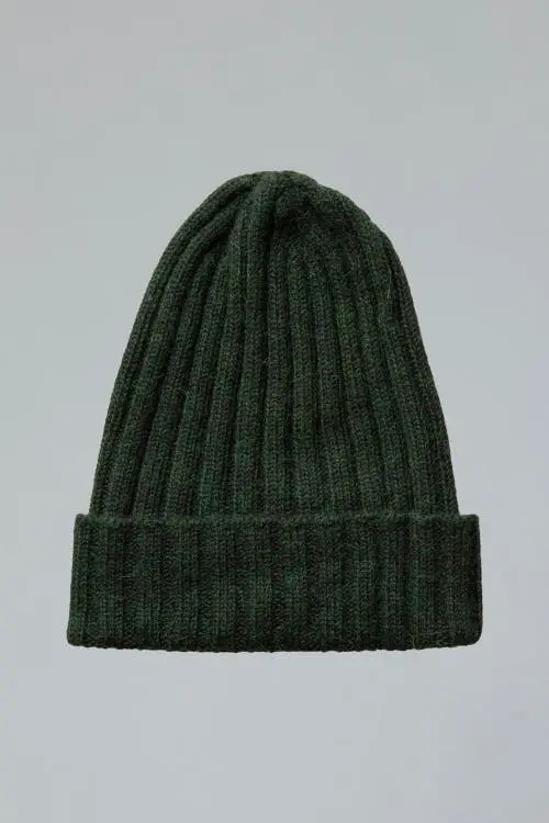 SSKEIN Ribbed Baby Alpaca Beanie - Green Envy