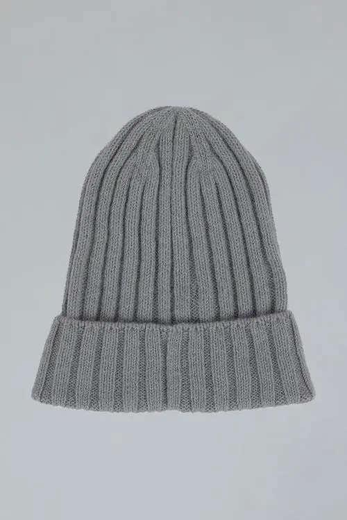 SSKEIN Ribbed Baby Alpaca Beanie - Grey Heather