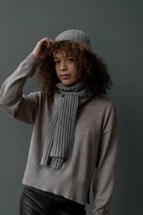 SSKEIN Ribbed Baby Alpaca Beanie - Grey Heather