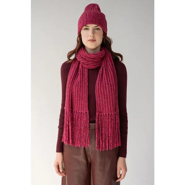 SSKEIN Fringe Scarf - Magenta Marl