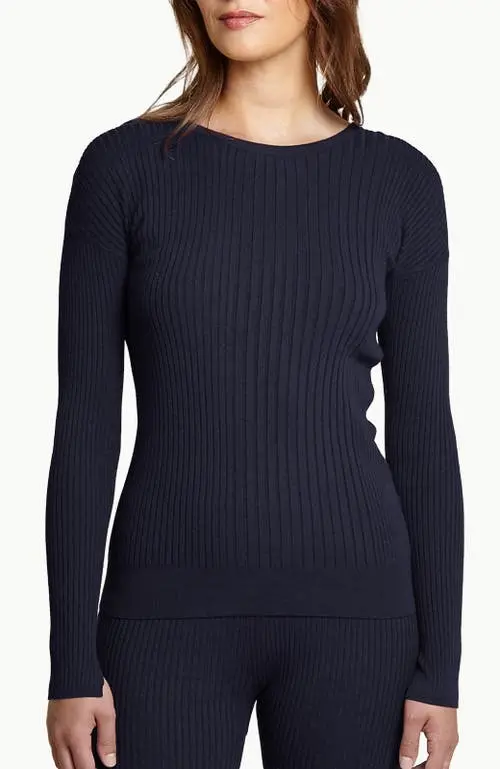 OYUN Ribbed Crew Neck Pullover - Midnight