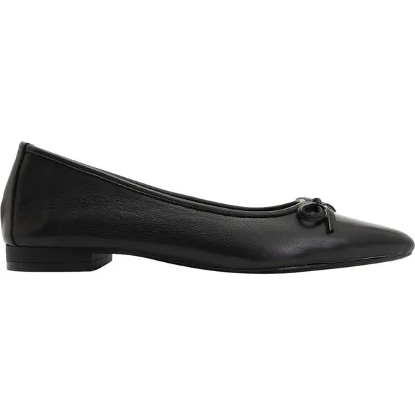 FOREVER & ALWAYS SHOES Ruby Leather Pointed Toe Ballerinas - Black Leather