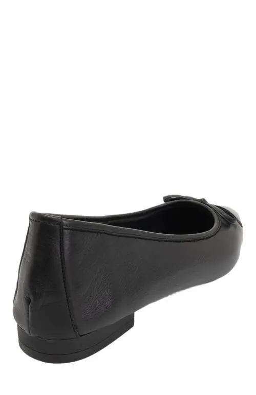 FOREVER & ALWAYS SHOES Ruby Leather Pointed Toe Ballerinas - Black Leather