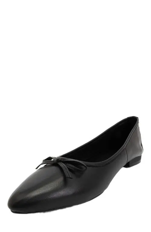 FOREVER & ALWAYS SHOES Ruby Leather Pointed Toe Ballerinas - Black Leather