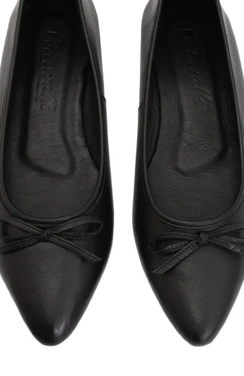 FOREVER & ALWAYS SHOES Ruby Leather Pointed Toe Ballerinas - Black Leather