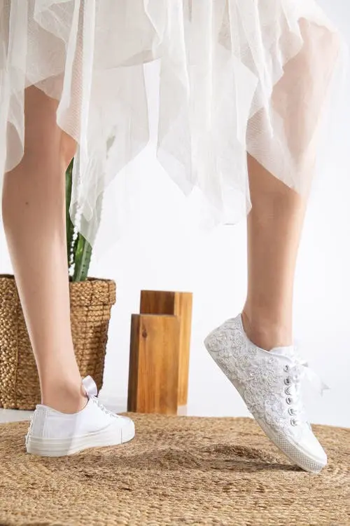 FOREVER & ALWAYS SHOES Shelby Lace Bridal Sneakers
