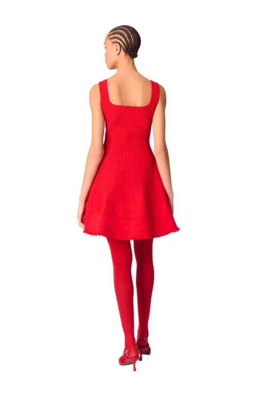 maje red knit dress Maje Mini Rib Knit Stretch Dress In Red - 30% Off