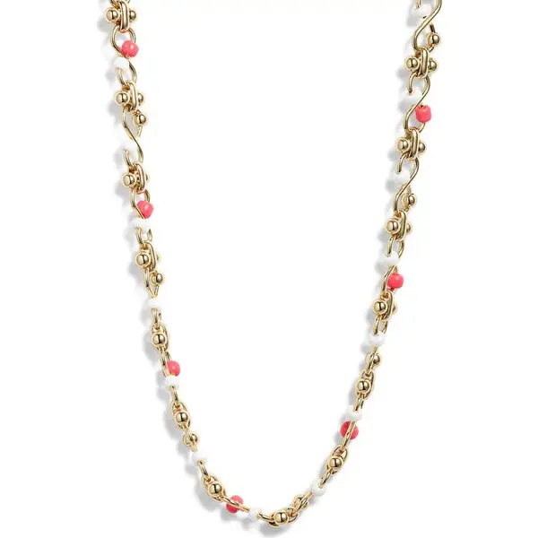 Nordstrom Beaded Chain Necklace - Pink Multi- Gold