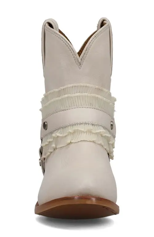 Frye Billy Ruffle Harness Booties - Ivory