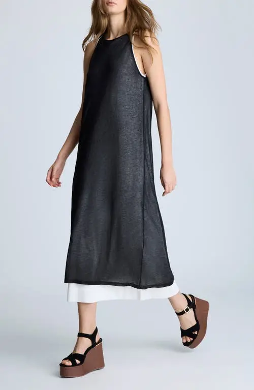 KENNETH COLE Sheer Layer Midi Dress