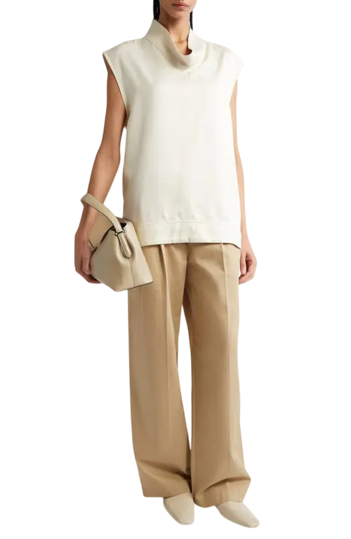 TOTEME Funnel Neck Sleeveless Top - Ecru