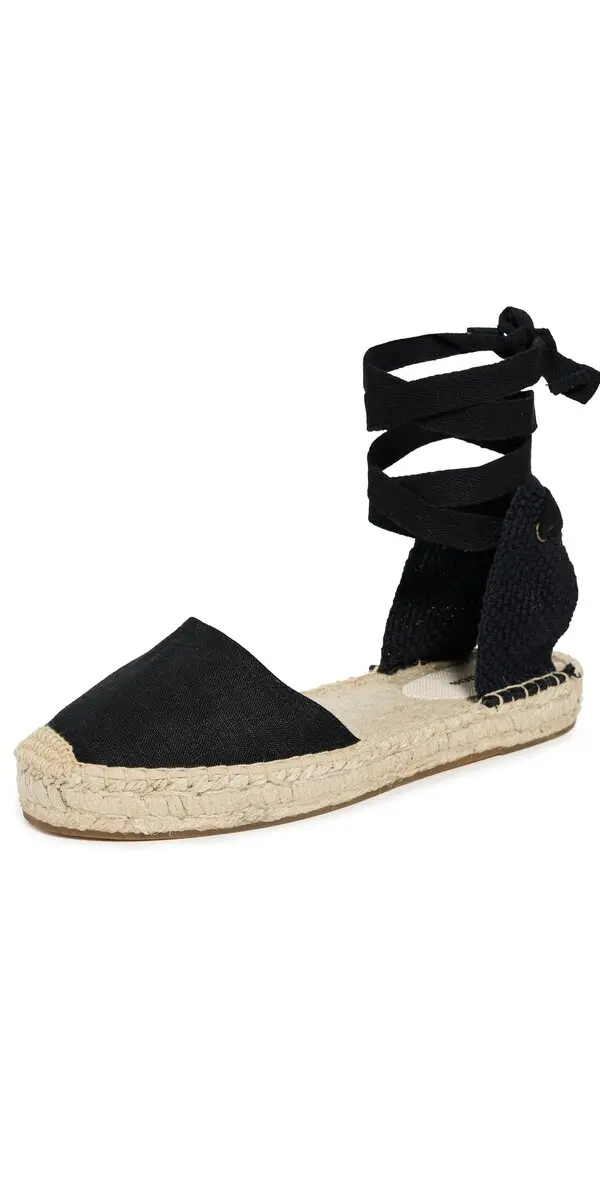 Soludos Lauren Lace-up Espadrilles - Noche Black