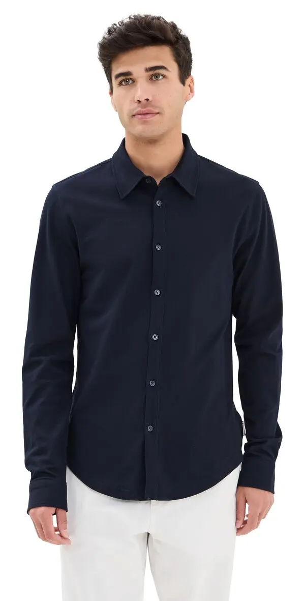 Orlebar Brown Giles Pique Knit Button Down
