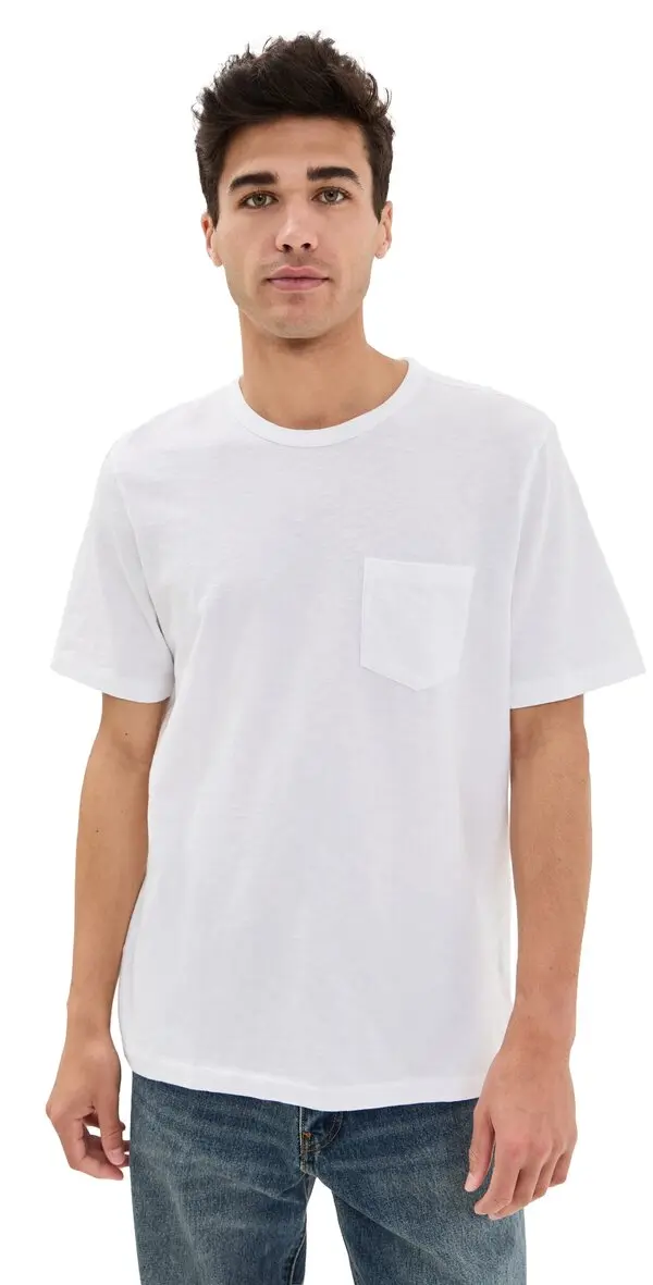 Faherty Brand Sunwashed Pocket Tee - White
