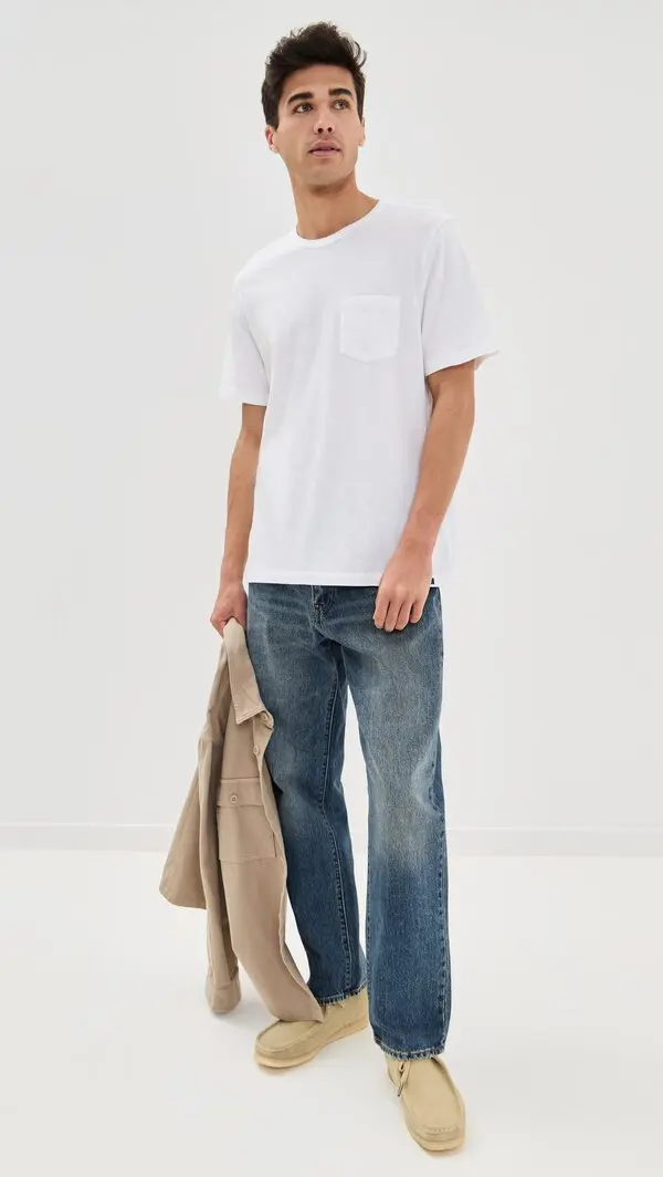 Faherty Brand Sunwashed Pocket Tee - White