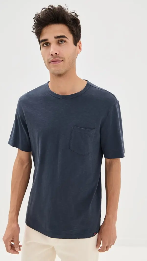 Faherty Brand Sunwashed Pocket Tee - Dune Navy
