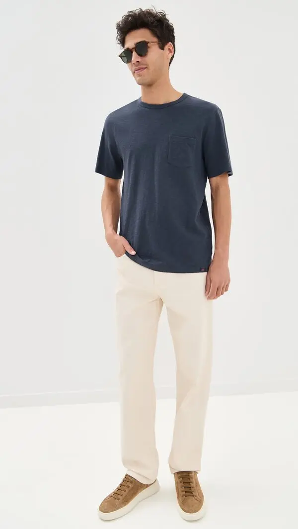 Faherty Brand Sunwashed Pocket Tee - Dune Navy