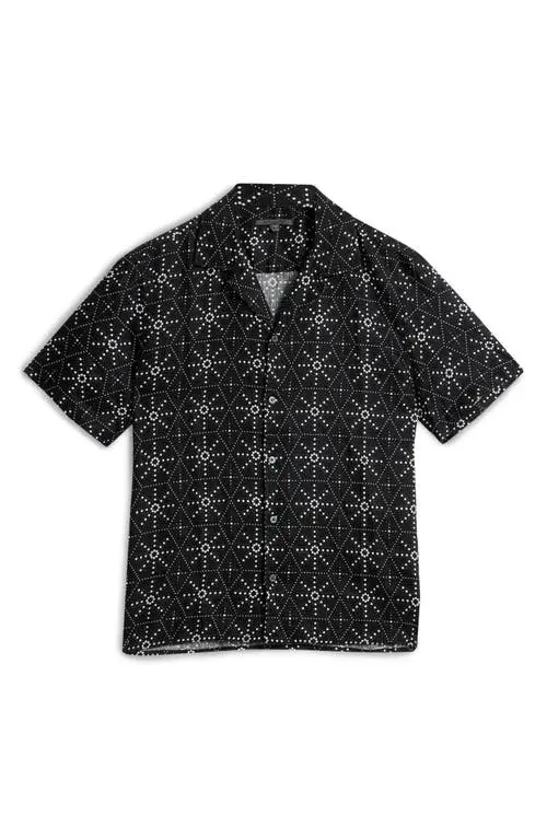 John Varvatos Dan Geometric Linen Camp Shirt