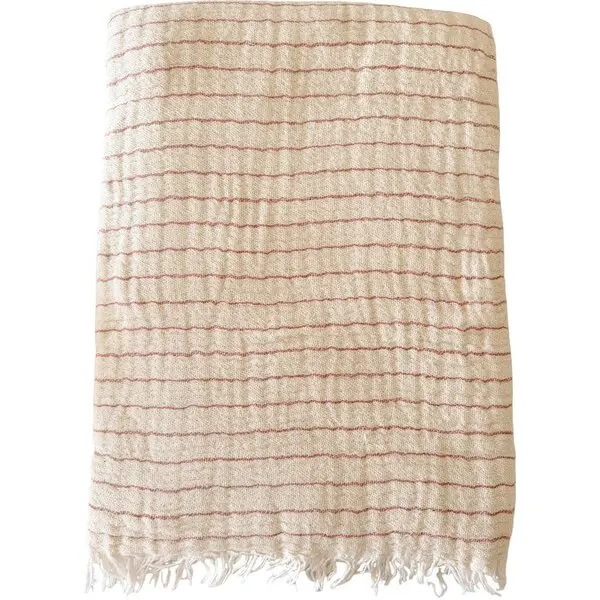 Anaya Desert Striped Turkish Cotton Crinkled Throw - Beige