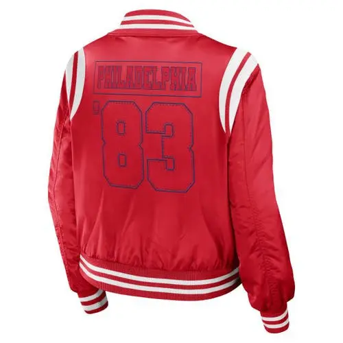 WEAR BY ERIN ANDREWS Philadelphia Phillies Embroidered Bomber Jacket - Red