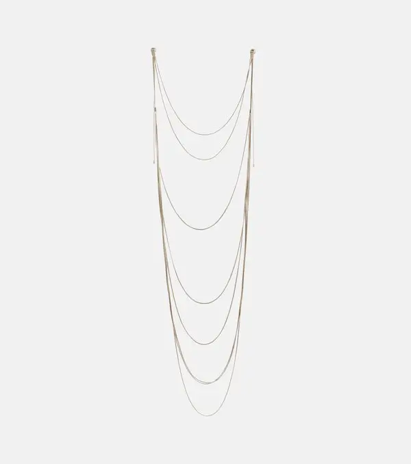 Alaïa Brass Chain Necklace Earrings - Gold