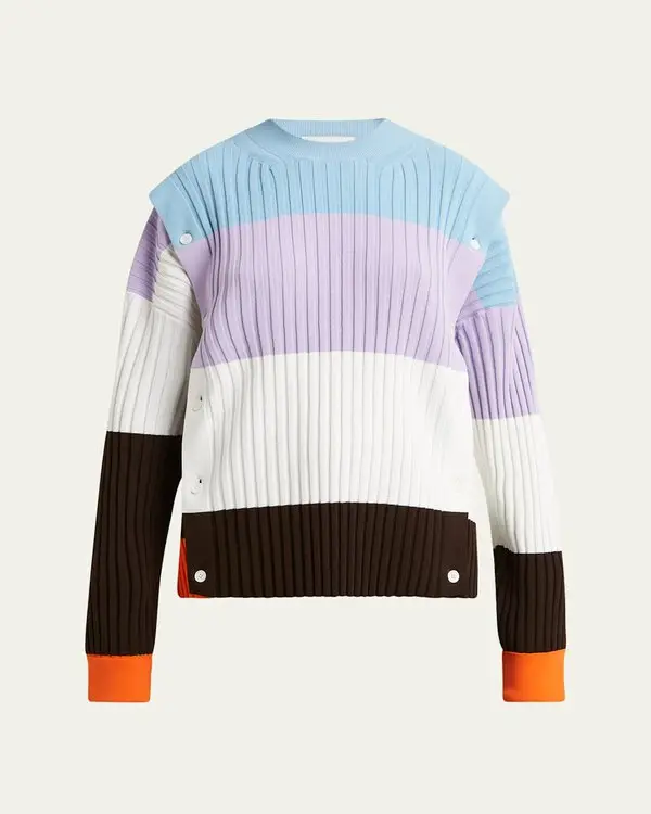 SETCHU Detachable Ribbed Button Sweater