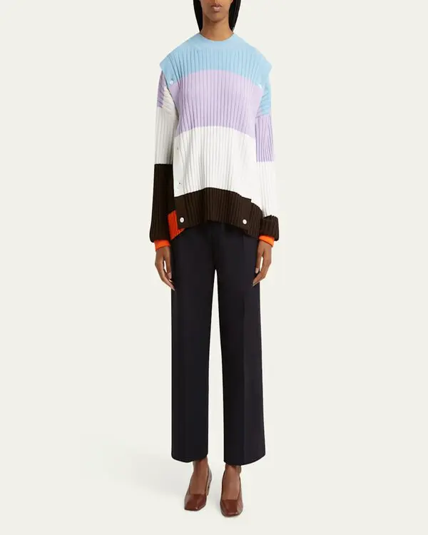 SETCHU Detachable Ribbed Button Sweater