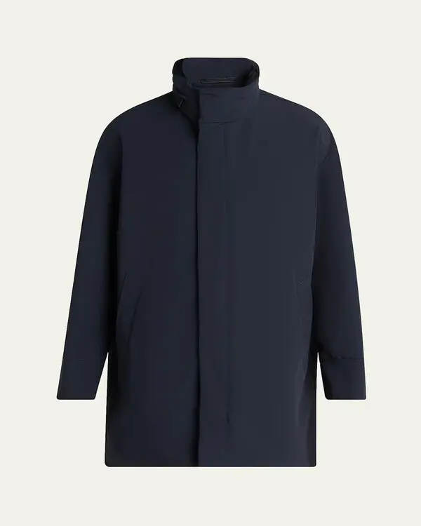 Giorgio Armani Nylon Stretch Caban Coat - Blue Navy