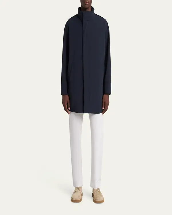 Giorgio Armani Nylon Stretch Caban Coat - Blue Navy