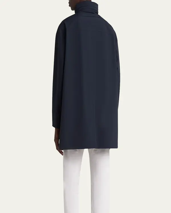 Giorgio Armani Nylon Stretch Caban Coat - Blue Navy