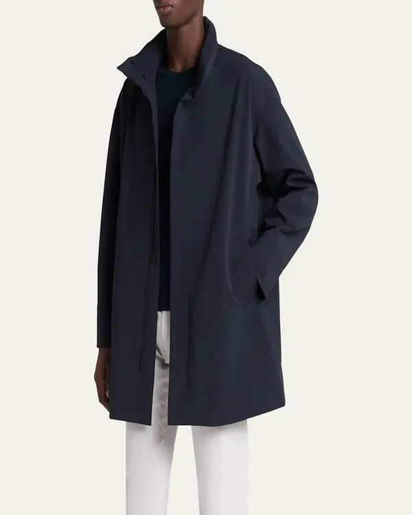 Giorgio Armani Nylon Stretch Caban Coat - Blue Navy