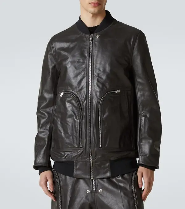 Rick Owens Bauhaus Flight Leather Bomber Jacket - Black