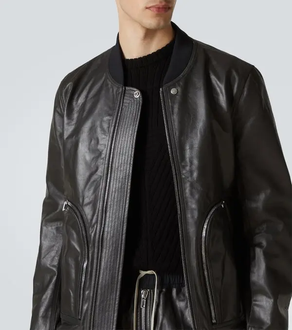 Rick Owens Bauhaus Flight Leather Bomber Jacket - Black