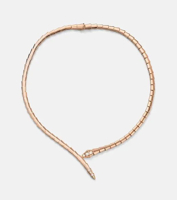 BVLGARI Serpenti Viper 18kt Rose And Diamond Necklace - Gold
