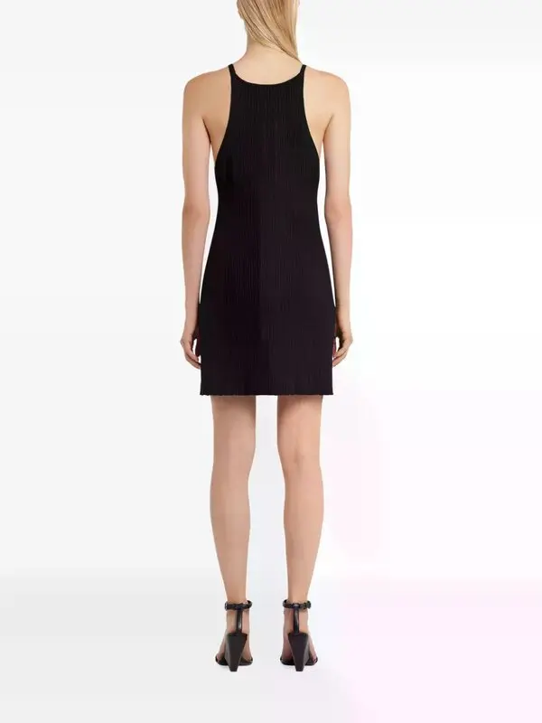 COURREGES Buckle-detail Ribbed Mini Dress - Black
