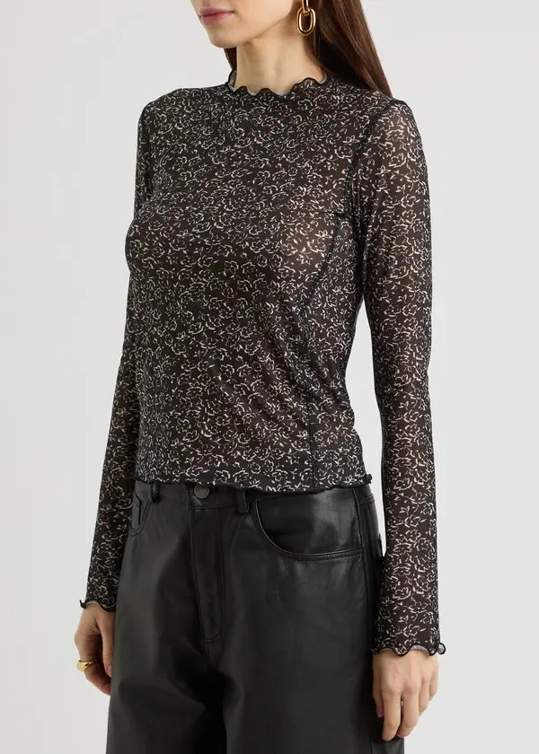 KNWLS Halcyon Printed Stretch-jersey Top - Black