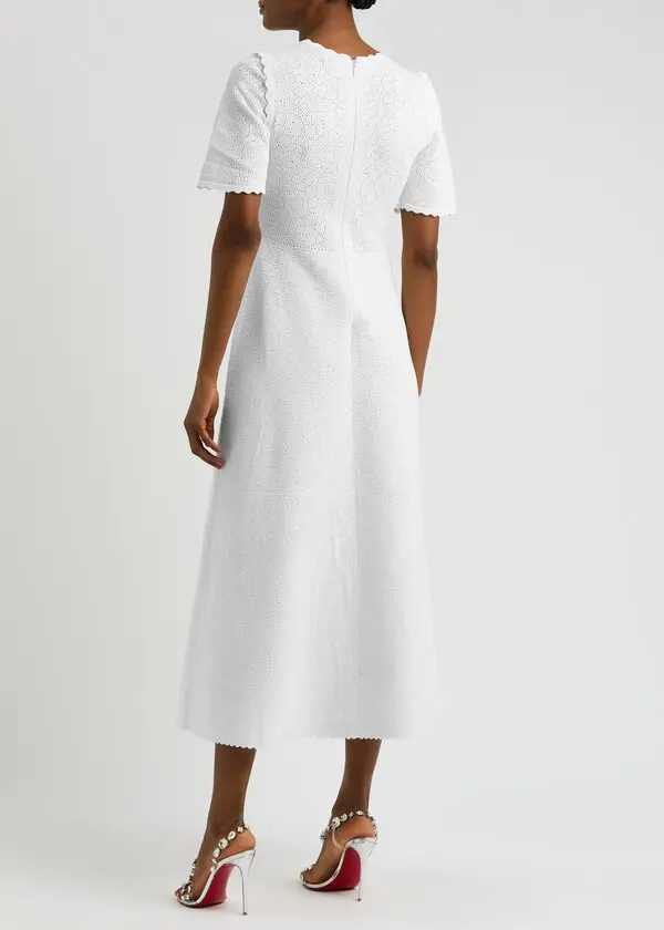 NEEDLE & THREAD Pointelle-knit Midi Dress
