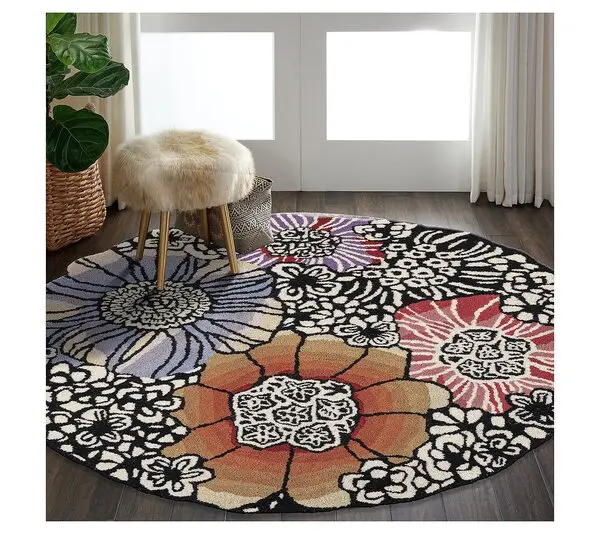 OX BAY TRADING CO. Ox Bay Floral Modern Hand-tufted Wool Indoor Ru G, 4' Round - One-color