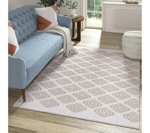OX BAY TRADING CO. Ox Bay Diamond Flatweave Cotton Blend Indoor Ru G, 2' X 8 - One-color
