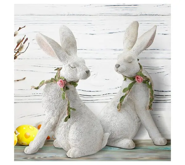 VALERIE PARR HILL 9.5' Floral Garland Bunny Set Of 2 Valerie - One-color