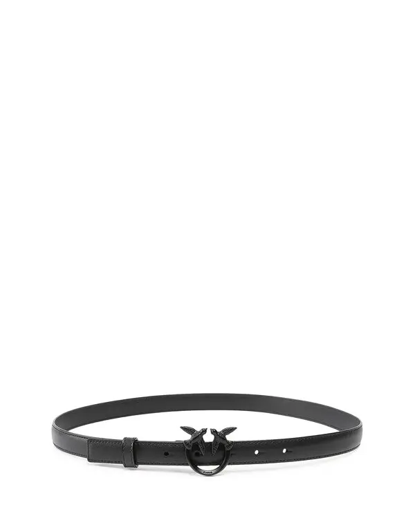 Pinko Love Berry Leather Belt - Limo Black