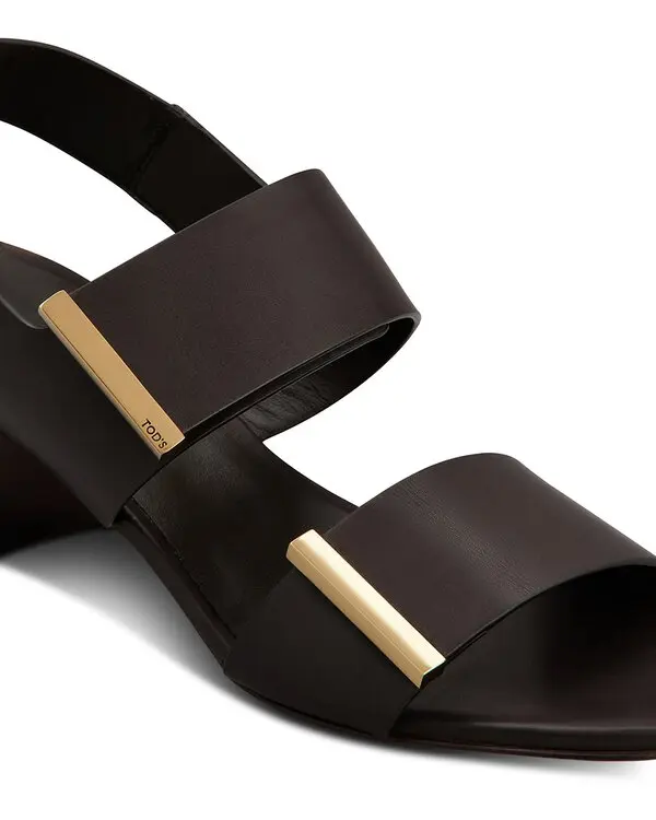 TOD'S Leather Slingback Sandals - Dark Brown