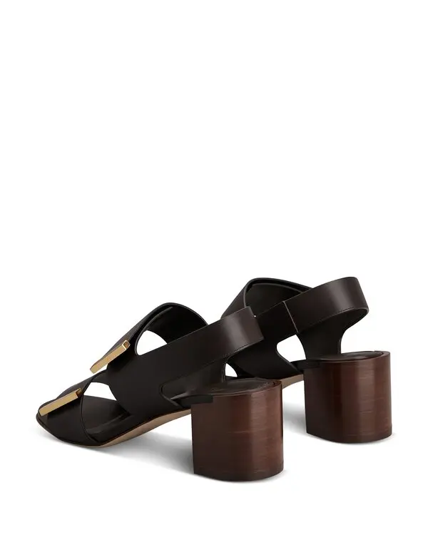 TOD'S Leather Slingback Sandals - Dark Brown