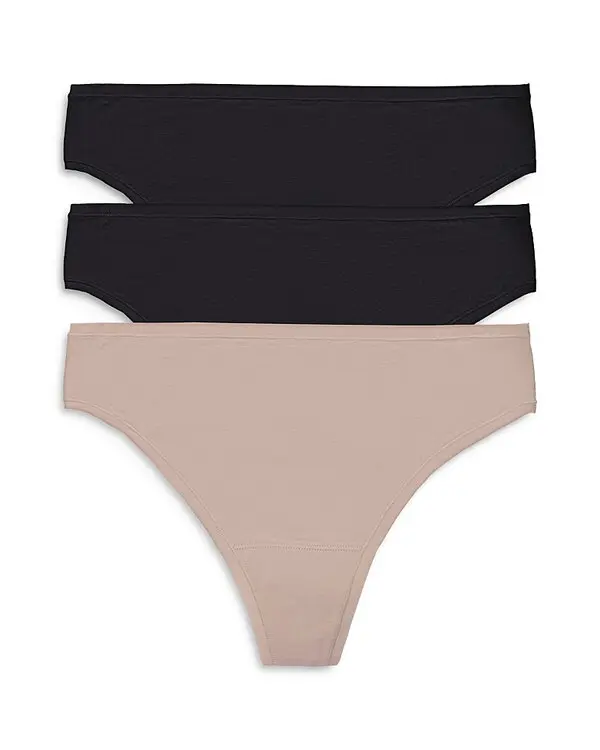 Natori Bliss Bare Thongs, Pack Of 3 - Black/black/cafe