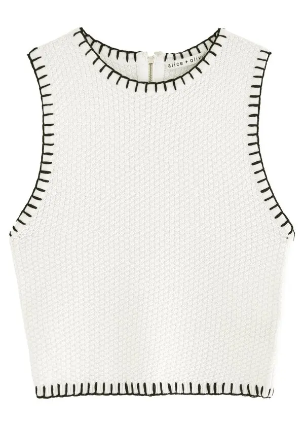 Alice + Olivia Amity Waffle-knit Wool-blend Tank - Off White